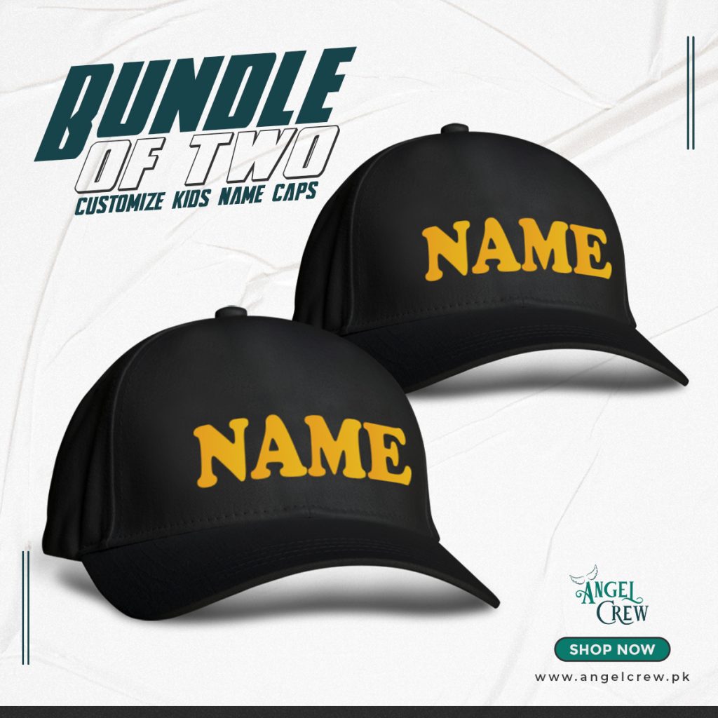 Bundle of 2 Custom Name Kids Caps - Angel Crew